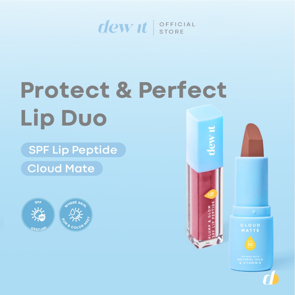 Jual [BUNDLE] Dew It - Cloud Matte SPF 35 + SPF15 Lip Peptide | Lip Oil ...
