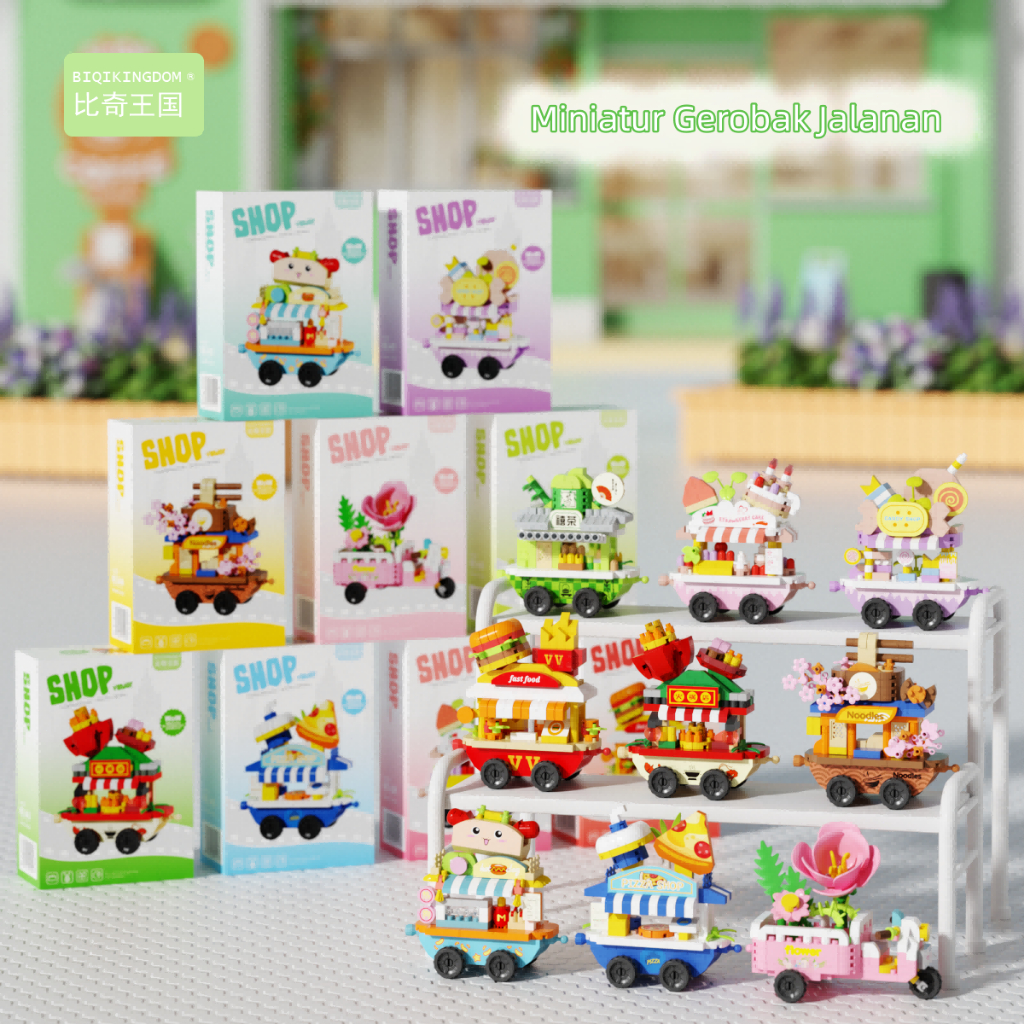 Jual Vending Cart Street Snack Selling Car Building Block Mainan Brick ...