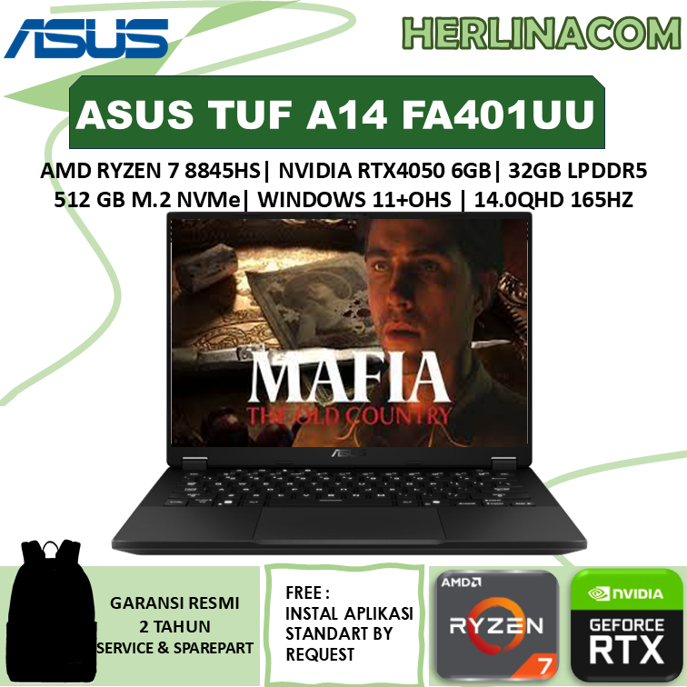 Jual ASUS TUF Gaming A14 FA401UU - Ryzen 7 8845HS 16GB 512GB RTX4050 ...