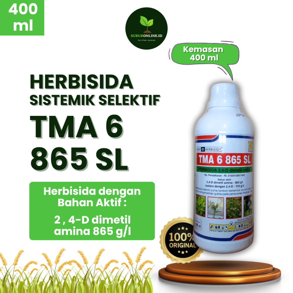 Jual TMA 6 865 SL HERBISIDA SELEKTIF TEBU DAN PADI SAWAH KEMASAN 400 ML ...