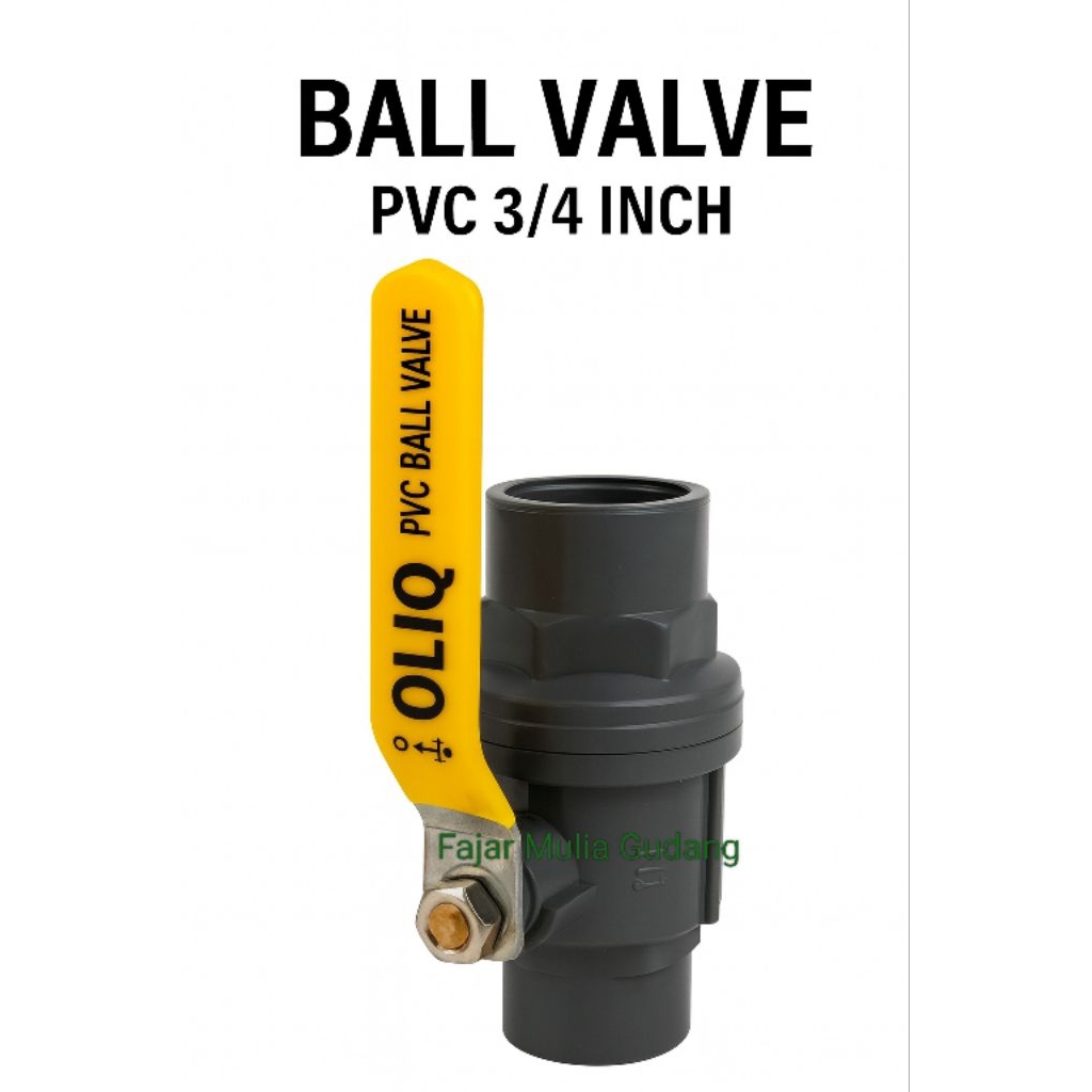 Jual PVC Ball Valve Stop Kran Oliq 3/4 Inch Gagang Besi Kuning | Kran ...