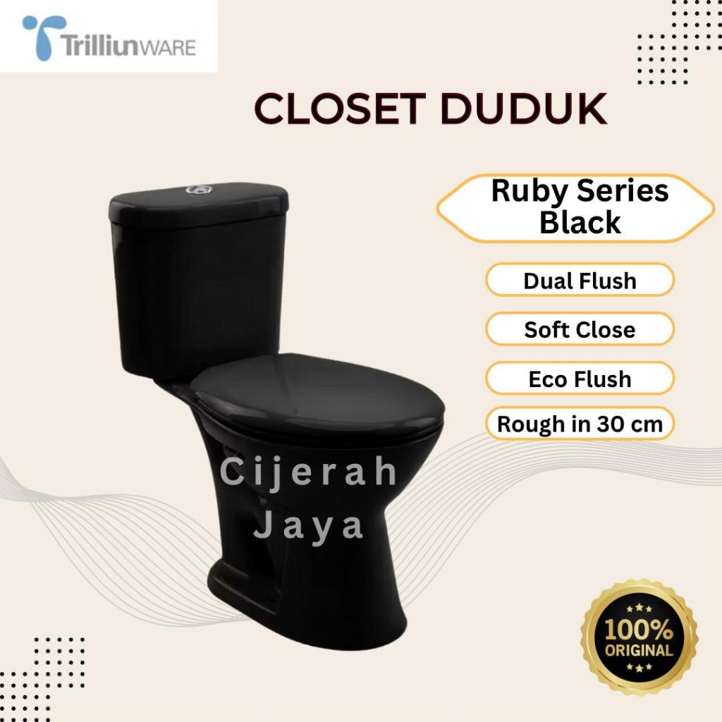 Jual TRILLIUNWARE CLOSET DUDUK RUBY BLACK + WATER TANK + SEAT COVER ...