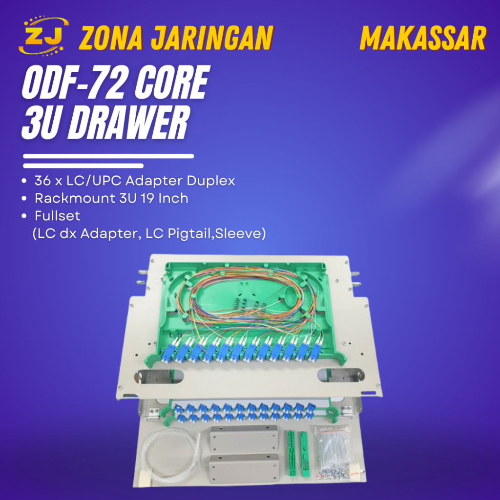Jual Fiber Optic ODF/OTB 72 Core LC Lengkap Rackmount | ODF 72C LC ...