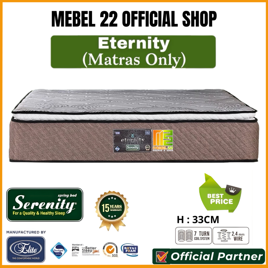 Jual Spring Bed Elite Serenity Eternity - Pillow Top Tebal 33Cm - Kasur ...
