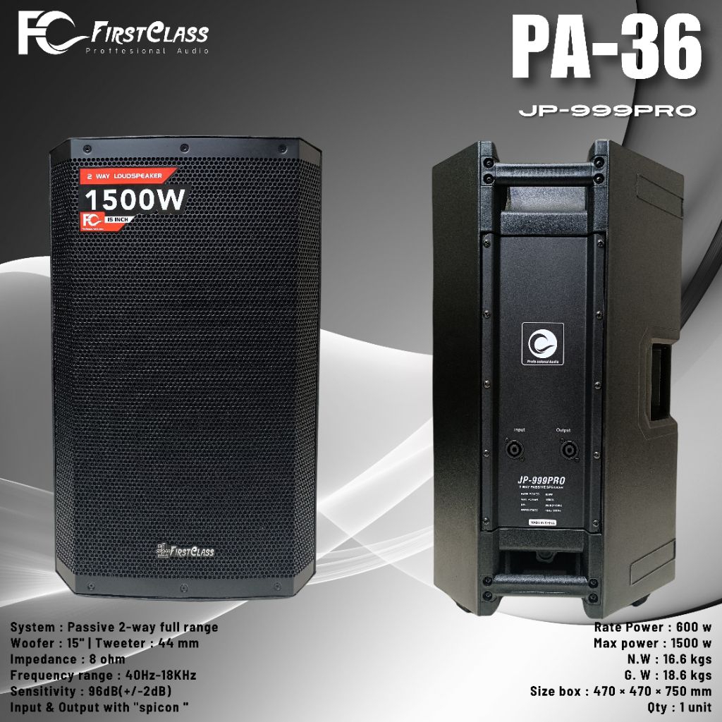 Jual Professional Speaker Pasif Firstclass JP 999 PRO Tipe PA 36 ...