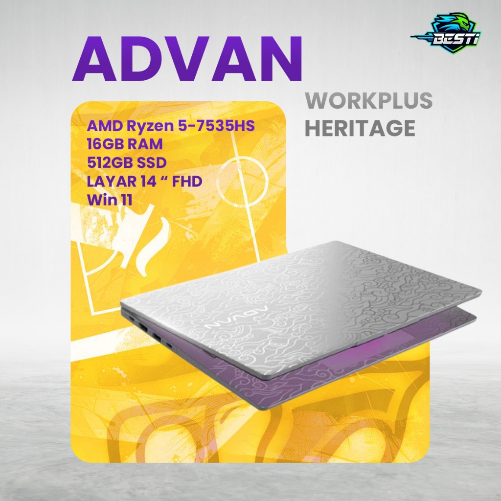 Jual Laptop ADVAN WorkPlus Heritage Polos / Batik AMD R5-7535HS 16GB ...