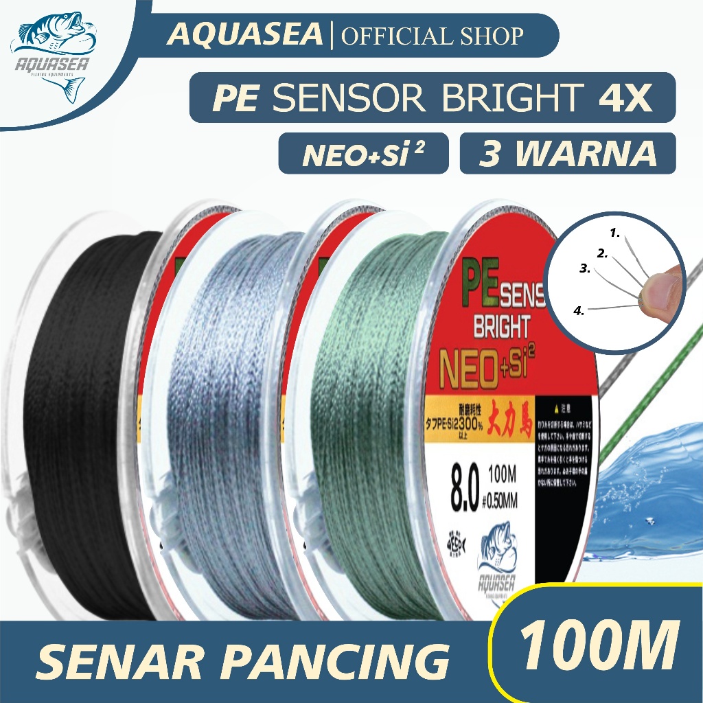 Jual AQUASEA - Tali Pancing 100m 3Warna Pancing PE Sensor Bright NEO ...