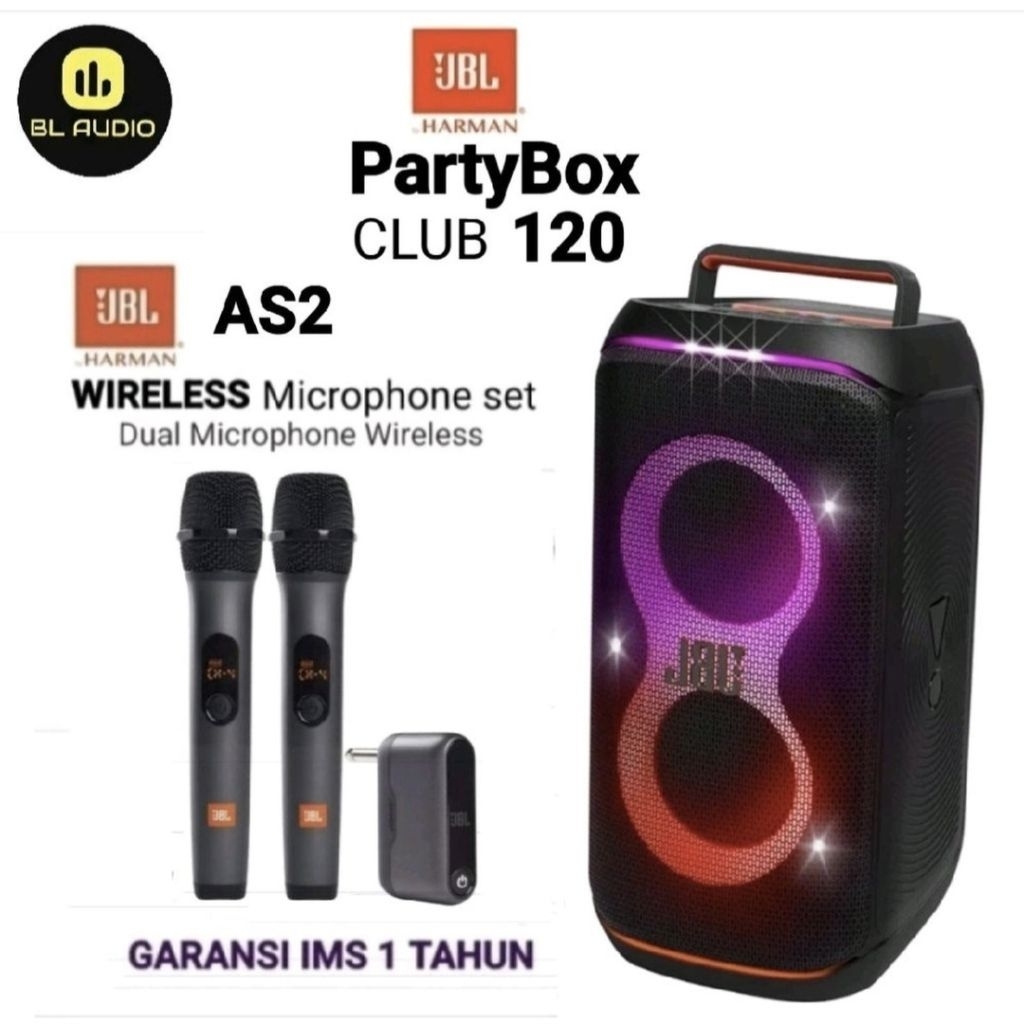 Jual JBL PartyBox Club 120 & JBL AS2 Two Wireless Microphone / Portable ...