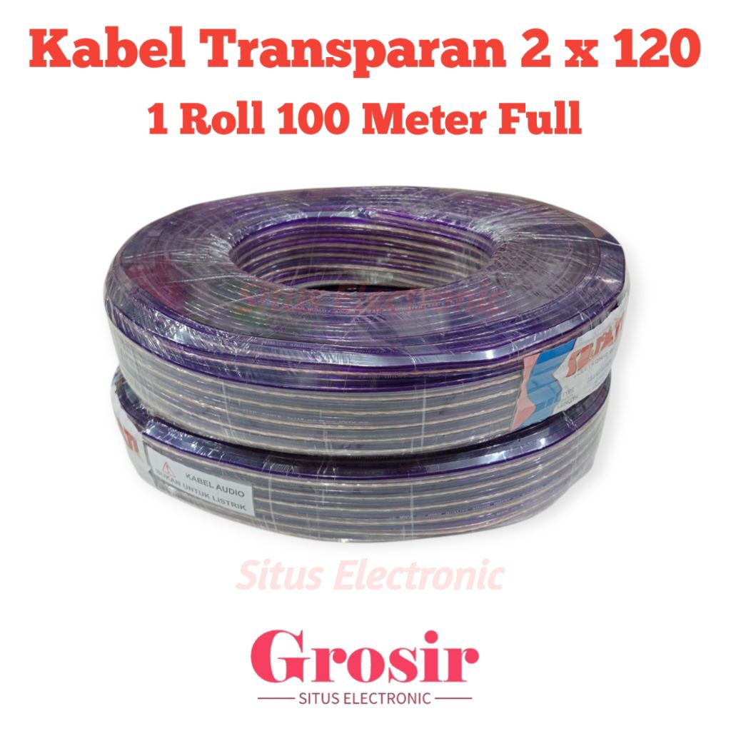Jual Kabel Listrik / Kabel Audio Transparan Sejati 2 x 120 ( 100 Meter ...