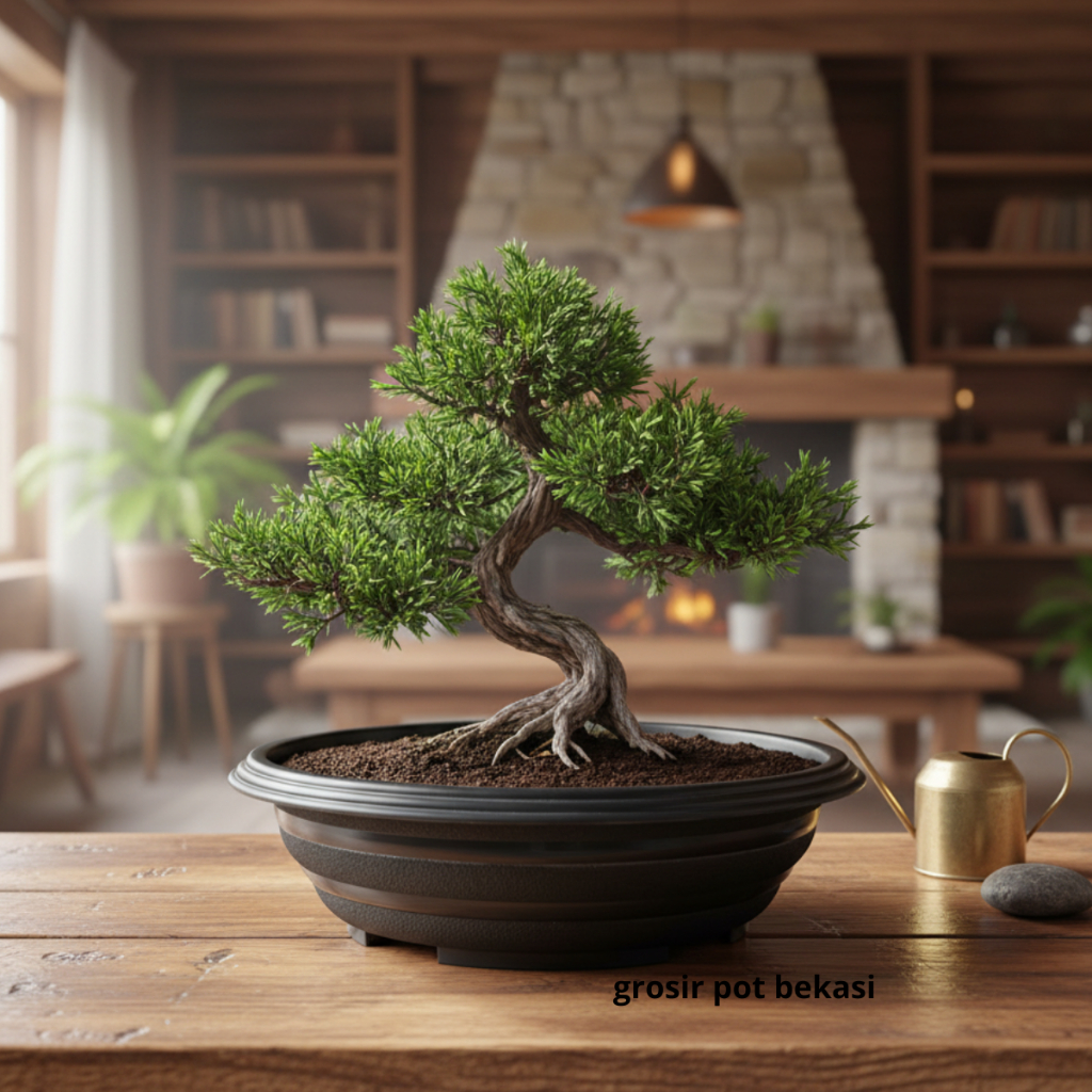 Jual (LUSINAN) (12Pcs) Pot BONSAI BULAT MOTIF TAWON UK 30 Putih Hitam ...