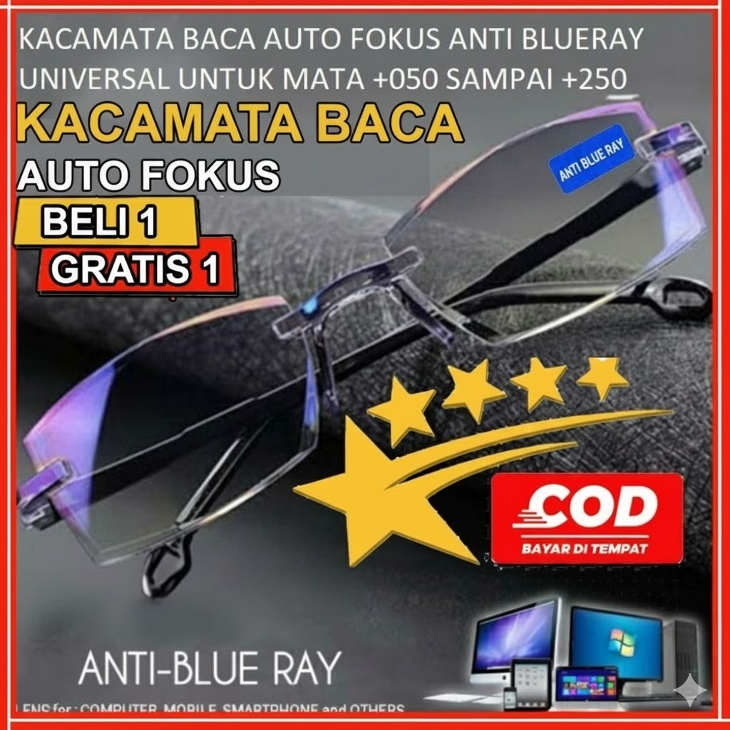 Jual Kacamata Baca Ajaib Lensa Auto Fokus Plus Anti Radiasi Blue-Ray ...