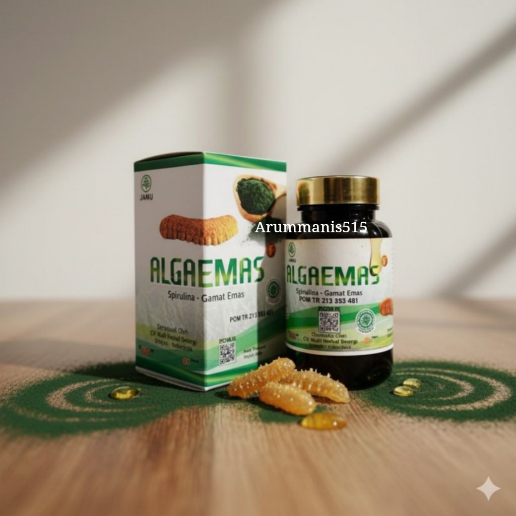 Jual ALGA EMAS SPIRULINA GAMAT EMAS 1 BOTOL ISI 30 KAPSUL ORIGINAL ...