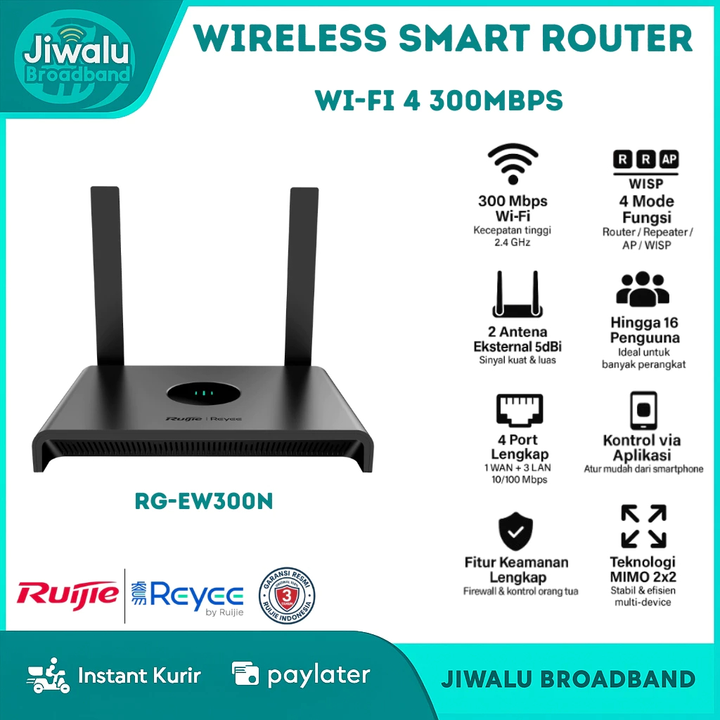 Jual Ruijie Reyee RG-EW300T N300 Wireless 4G LTE Router | Shopee Indonesia