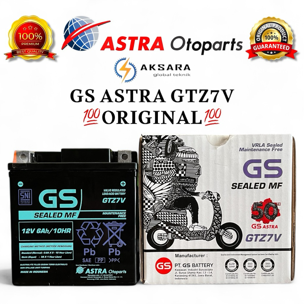 Jual Aki Motor GS Astra GTZ7V 100% ORI untuk NMAX 155, Aerox 155, Lexi ...