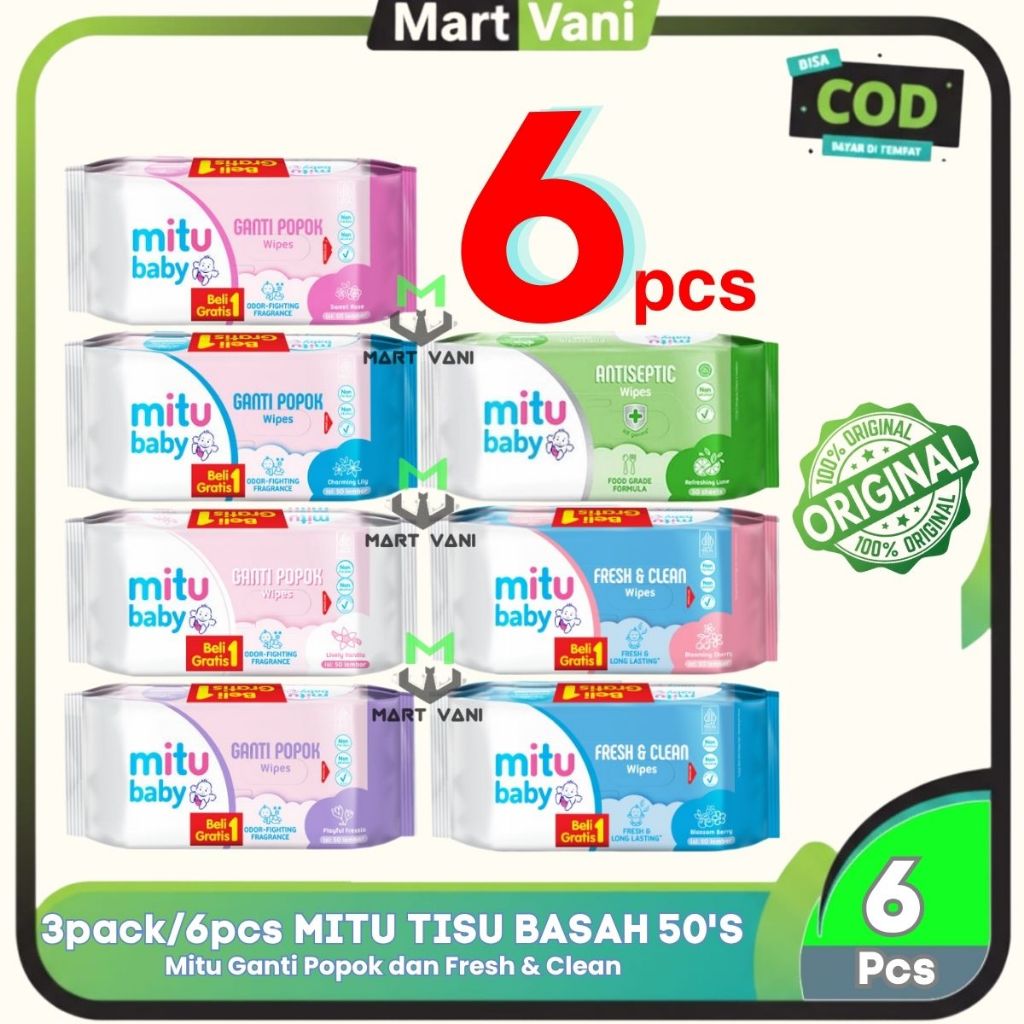 Jual 6pcs/3pack MITU Baby TISU BASAH Bayi 50 sheet - Mitu Baby - Mitu ...