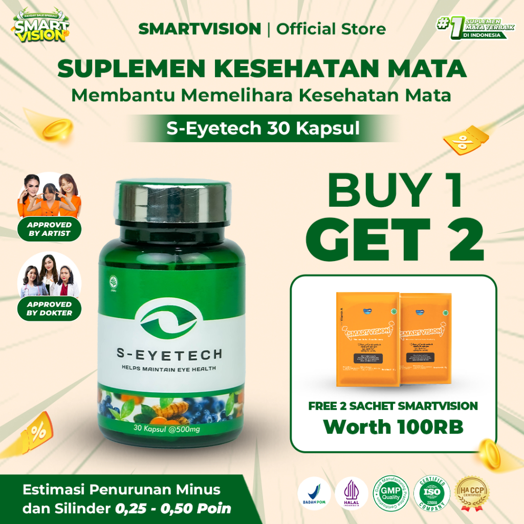 Jual SMARTVISION - 1 Botol S-Eyetech 30 Kapsul | Suplemen Mata Minus & Silinder Terbaik | Shopee ...