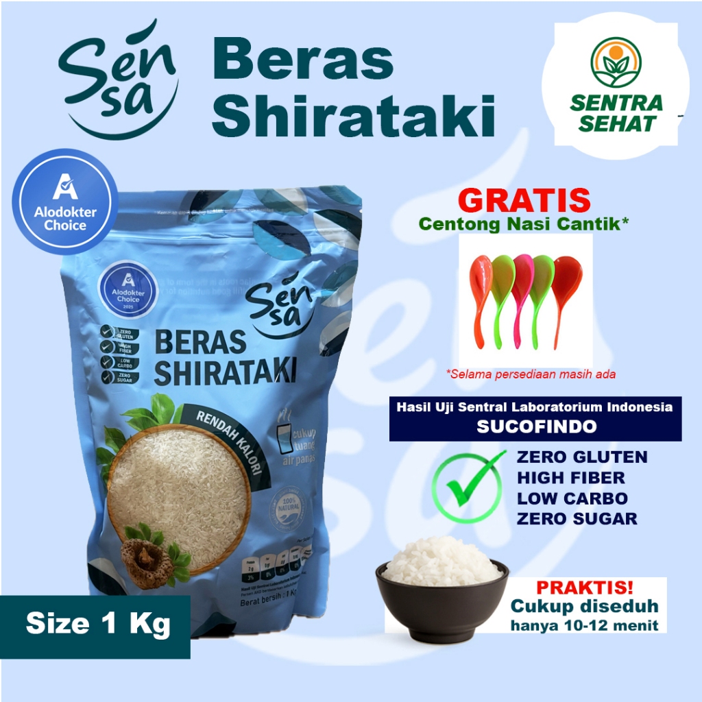 Jual BERAS SHIRATAKI SENSA 1kg FREE CENTONG NASI #berasdiet #shirataki ...