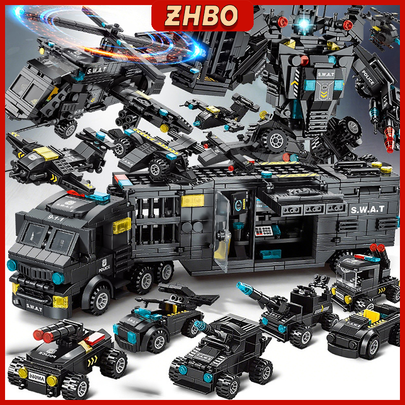 Jual ZHBO 1000Pcs Mainan Balok Polisi SWAT 3D Puzzle Susun Edukasi ...