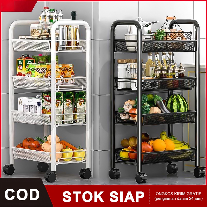 Jual Kereta Dorong Penyimpanan Dapur 3/4/5 Tingkat Bahan Baja, Tahan ...