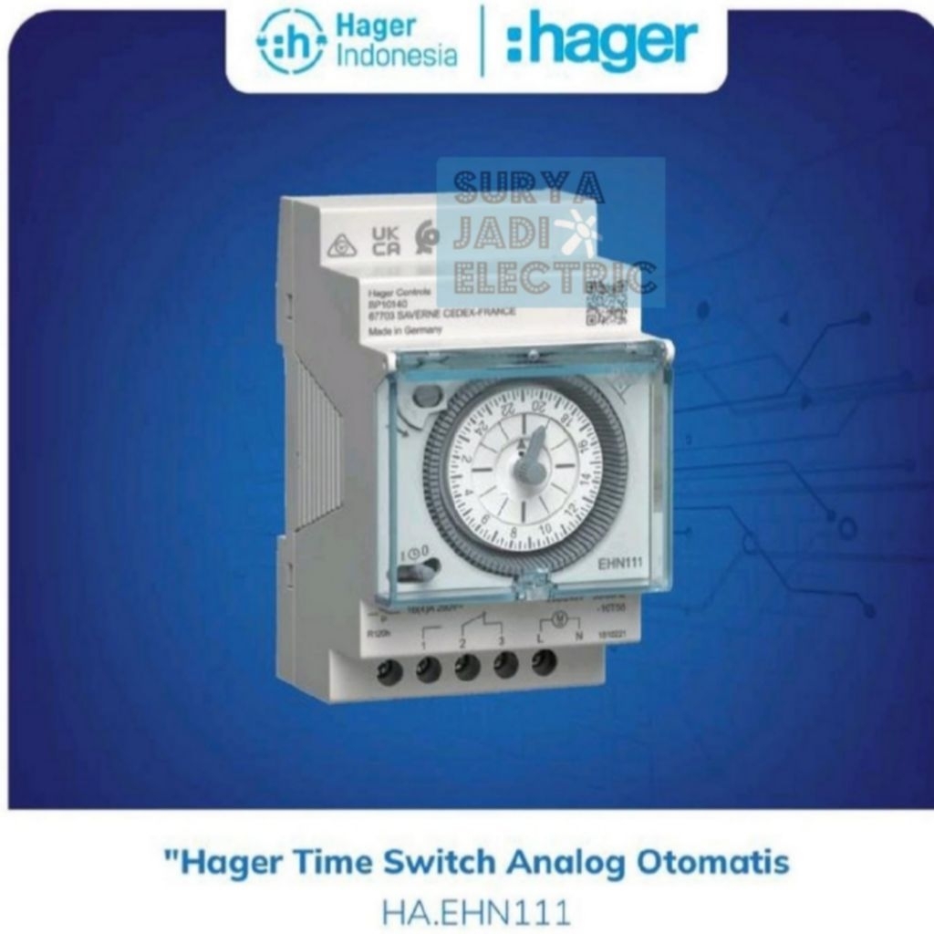 Jual Time Switch Hager Analog EHN111 230V 24H / Timer Analog Hager ...
