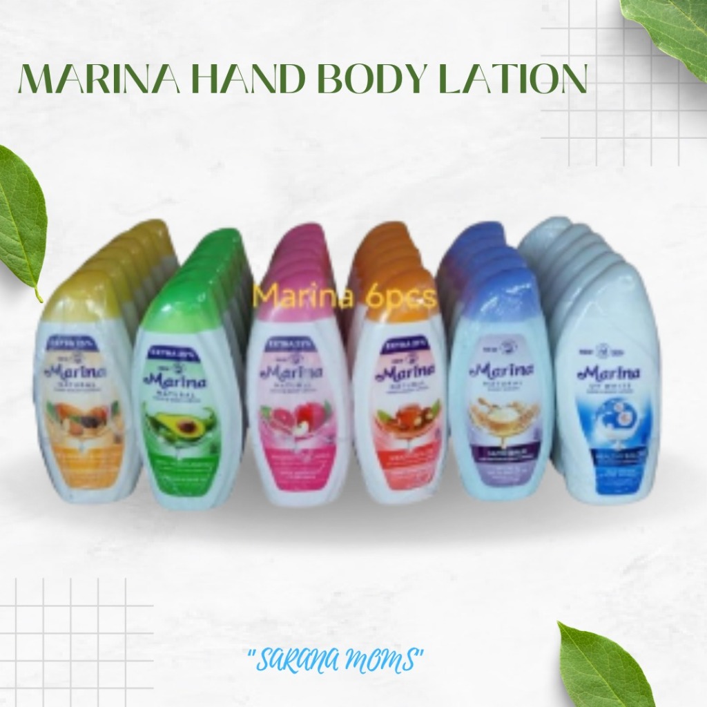 Jual MARINA Hand Body Lotion 75+19ml (6psc), Exp 04-2028. | Shopee ...