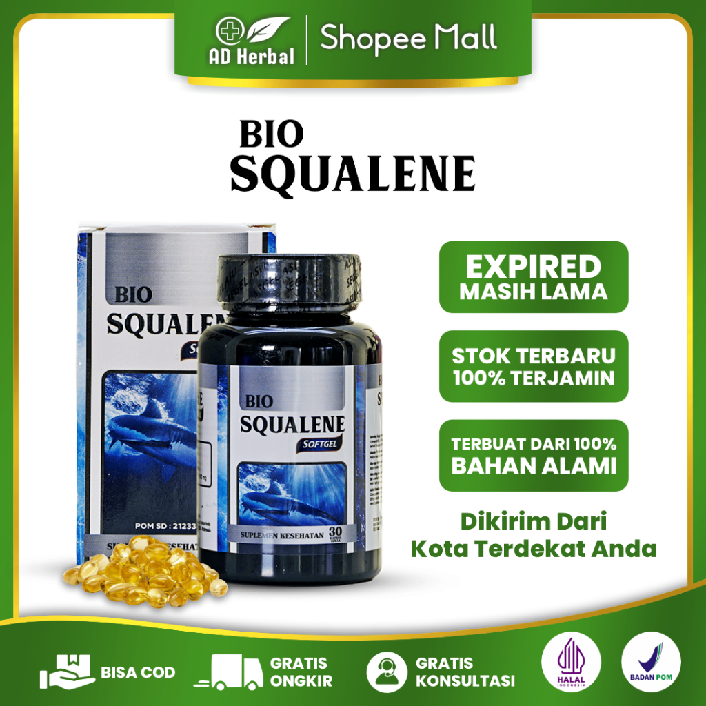 Jual Obat Herbal Bio Squalene Softgel Asli Minyak Hati Ikan Omega 3 6 9 ...