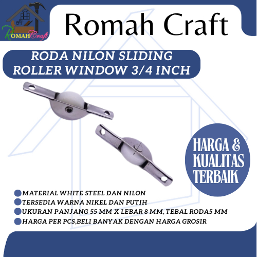 Jual Roda nilon sliding roller window 3/4 inch roda ulih flat nylon 2 ...