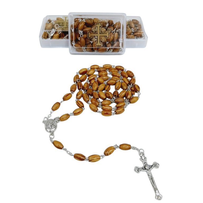 Jual Rosario Kayu Motif Lonjong dengan Rantai Besi | Shopee Indonesia