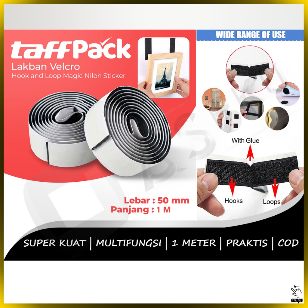 Jual Lakban Velcro 1 Meter 50mm Hook Loop Magic Nilon Strap Pelekat ...