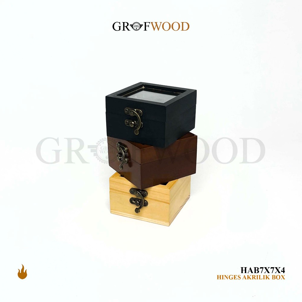 Jual HAB 7X7X4 Box Kayu Pinus Tutup Akrilik Kemasan Produk Penyimpanan ...