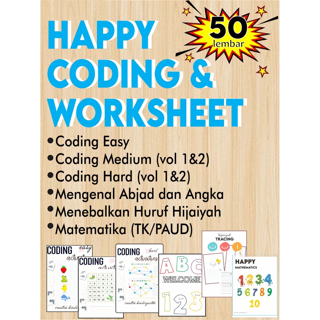 Jual Worksheet Coding TK-SD / Coding Untuk Anak isi 50 Lembar ukuran A5 ...