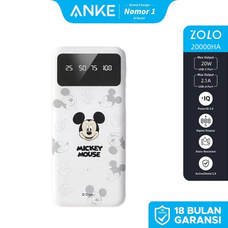Jual Anker Zolo Disney PowerBank 20000 mAh Ultra Thin Portable Mobile ...