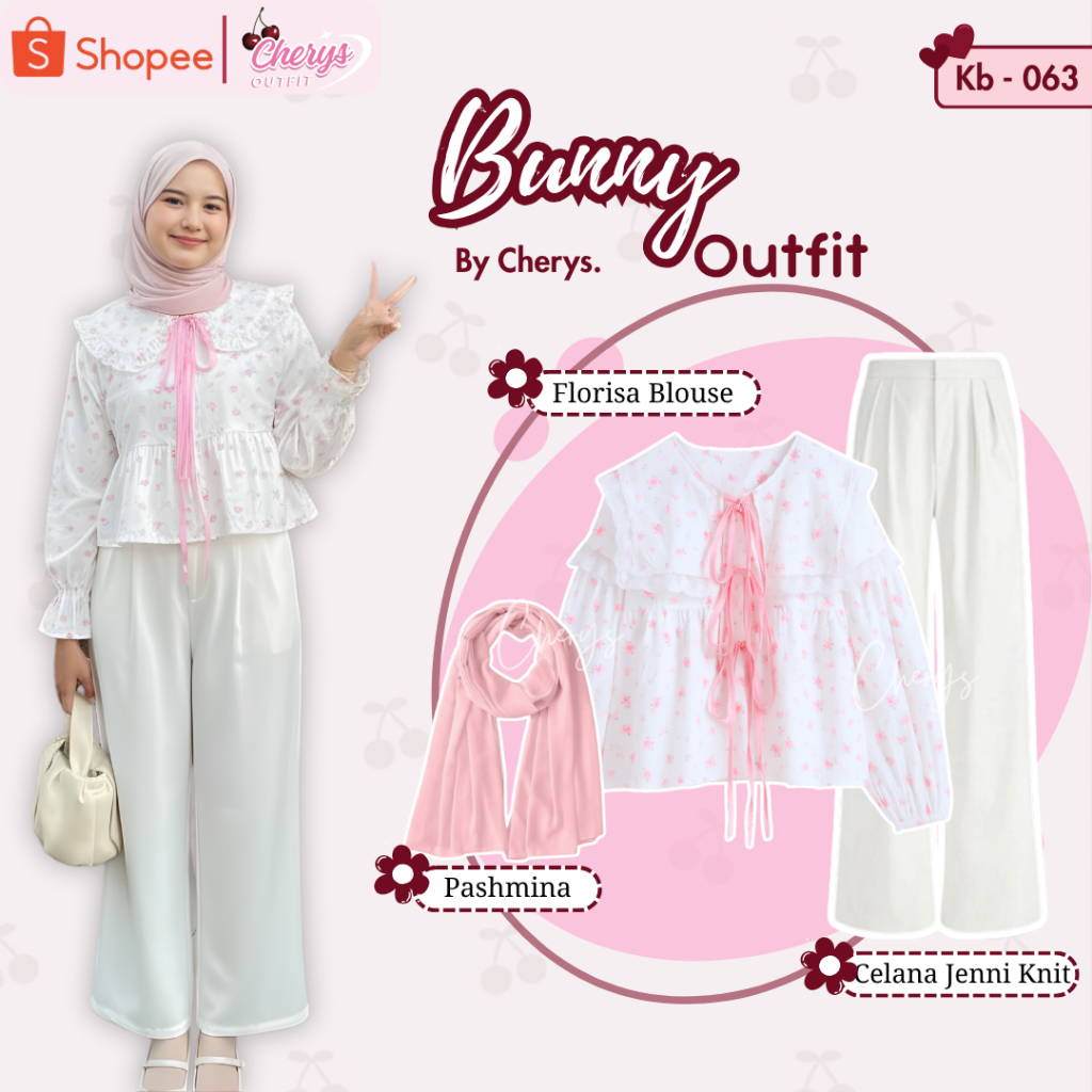 Jual Cherysoutfit - Setelan Outfit Pinky Girl { Floris Blouse + Celana ...