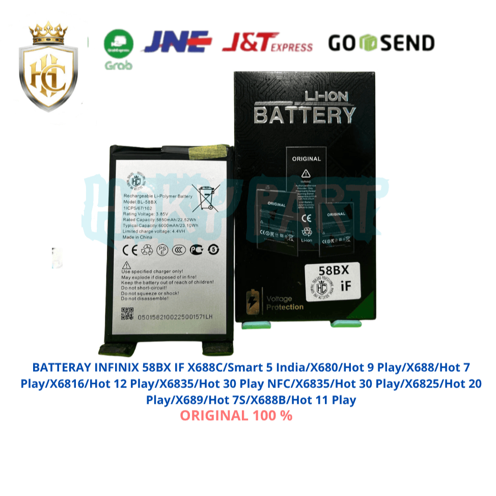 Jual baterai hc infinix 58BX X688C/Smart 5 India/X680/Hot 9 Play/X688 ...