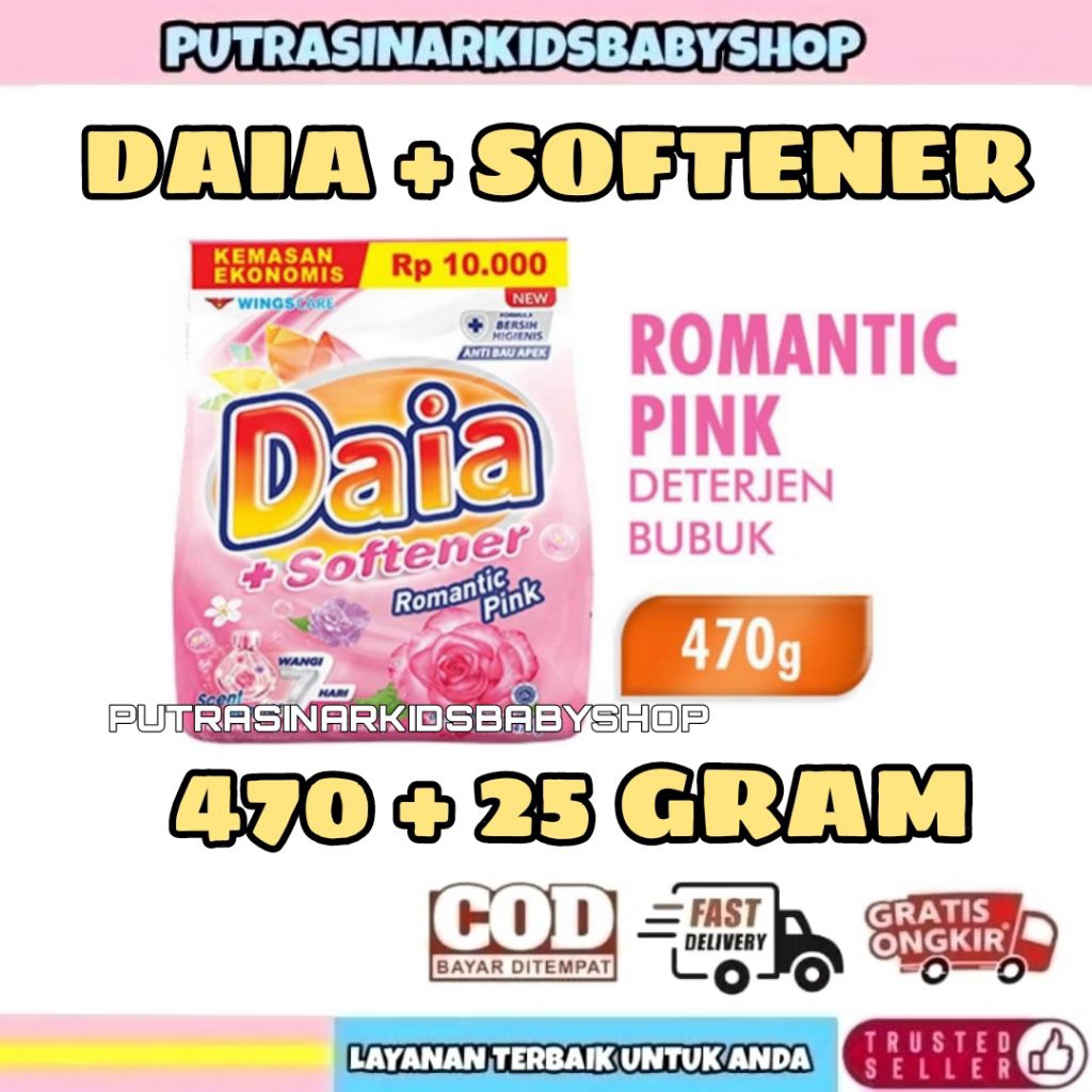 Jual [TERSEDIA] DAIA + SOFTENER DETERGEN BUBUK 470 + 25 GRAM ROMANTIC ...