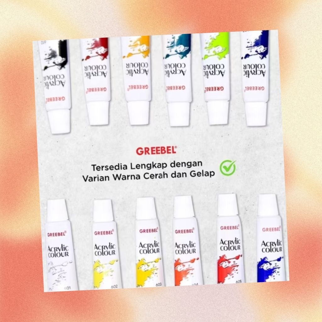 Jual Cat Acrylic / Cat Lukis Akrilik GREBELL 6Ml ( 12 warna x 6 ml ...
