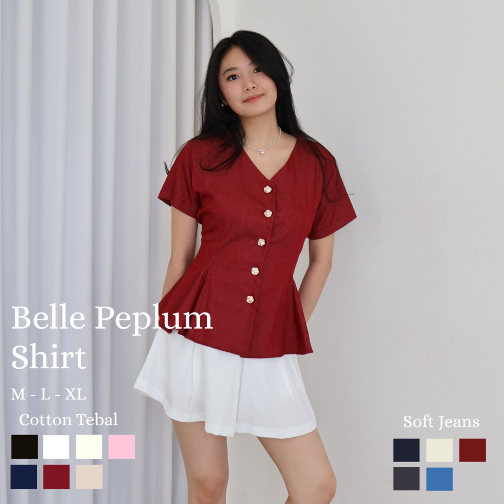 Jual Govind.idn - Belle Peplum Shirt Lengan Pendek / Slim Fit Shirt ...