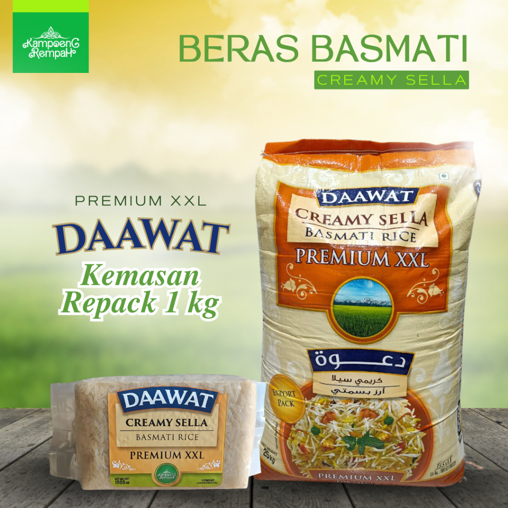 Jual Beras Basmati Daawat Premium XXL Creamy Sella repack 1 Kg | Shopee ...