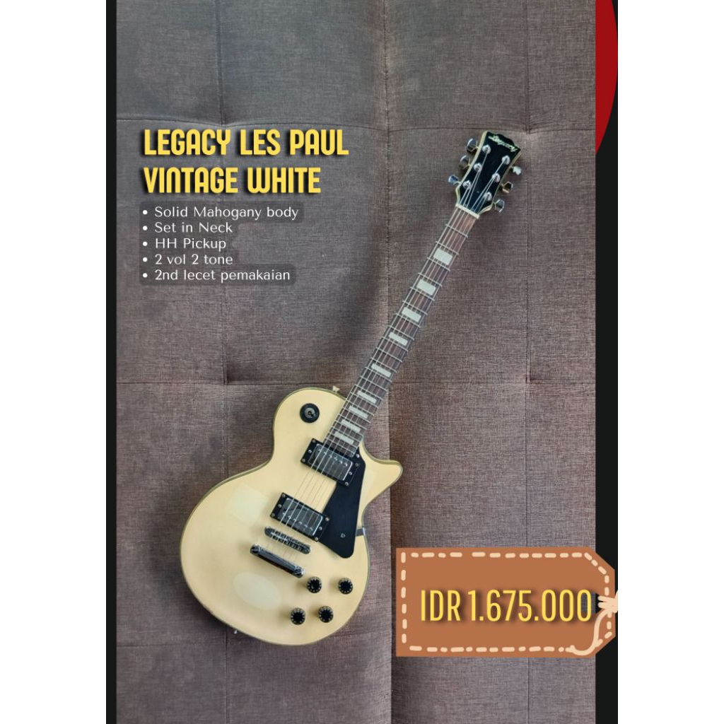 Jual Legacy les paul vintage white plus admin 7.5% | Shopee Indonesia