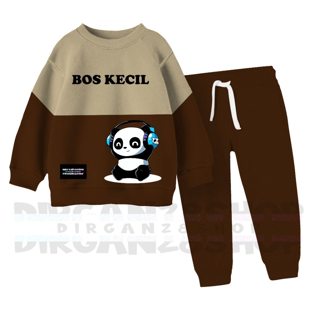 Jual Setelan Baju Sweater Joger Anak Gambar Panda Bos Kecil Usia 3-8 ...