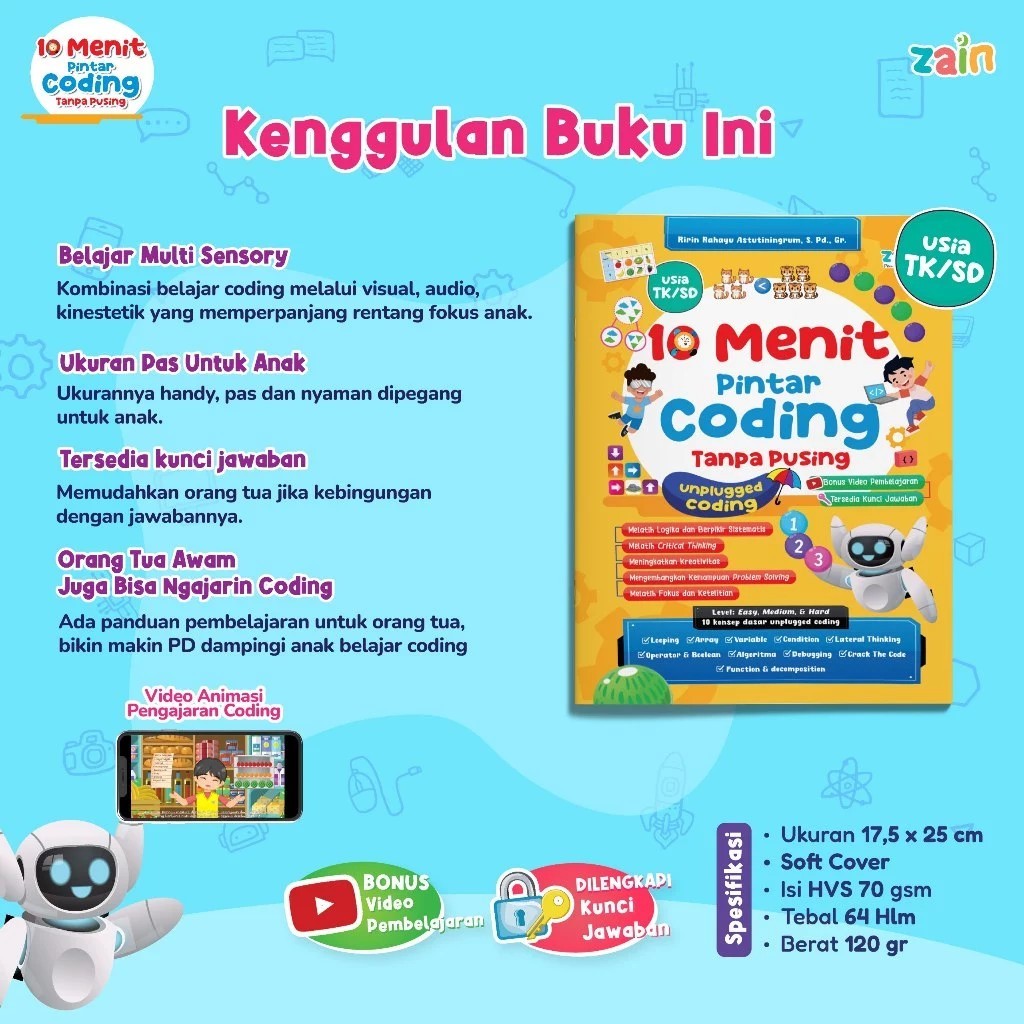 Jual Buku 10 Menit Pintar Coding tanpa pusing usia TK/SD Unplugged ...