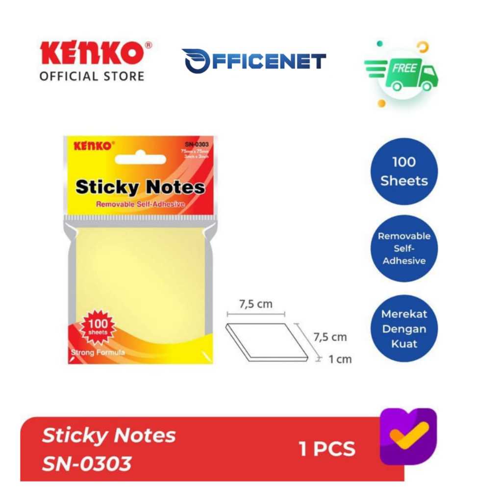 Jual KENKO 100 LEMBAR STICKY NOTE NOTES STIKI POST IT MEMO TEMPEL SN ...