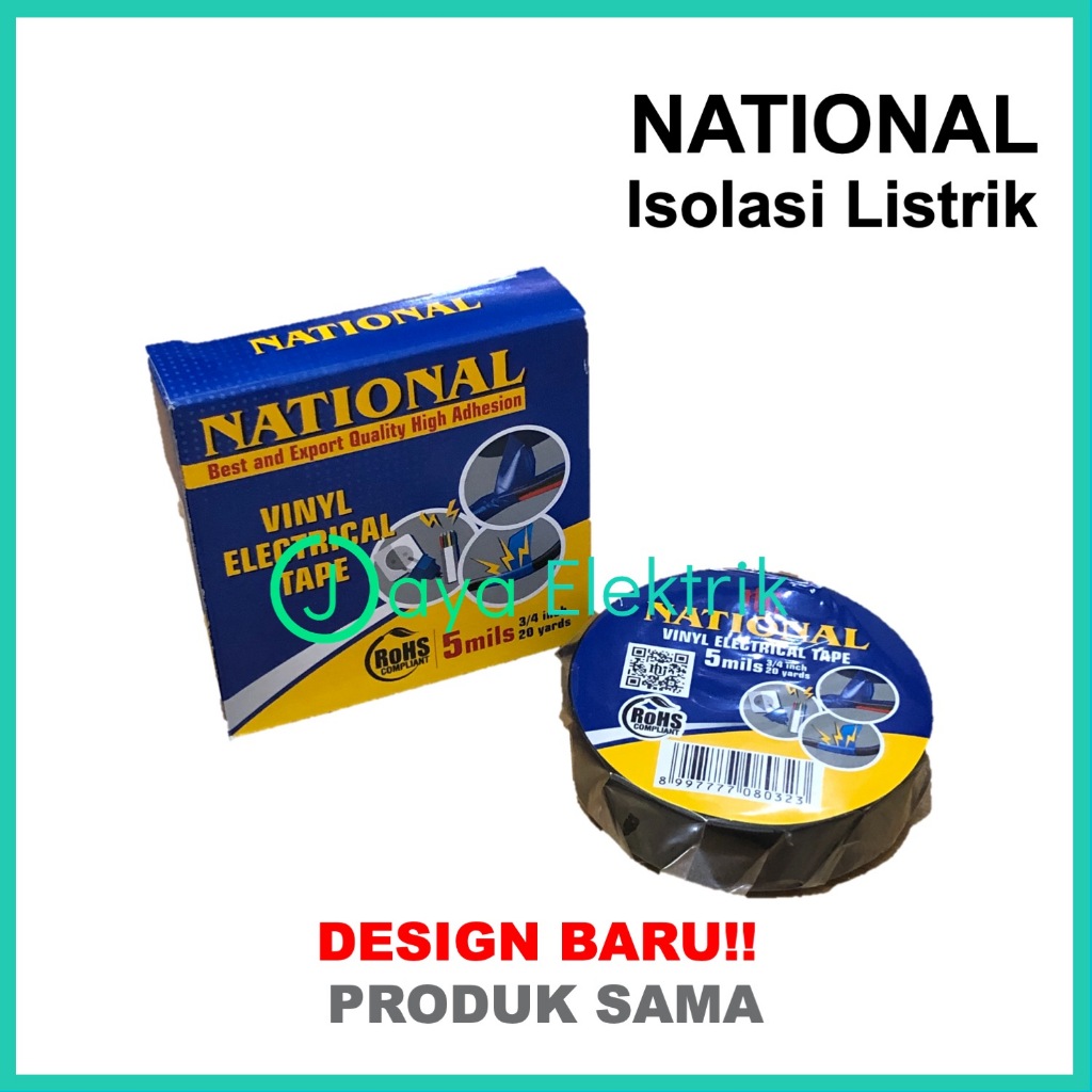 Jual NATIONAL Isolasi Listrik Hitam Besar 20 Yard - Selotip Nasional ...