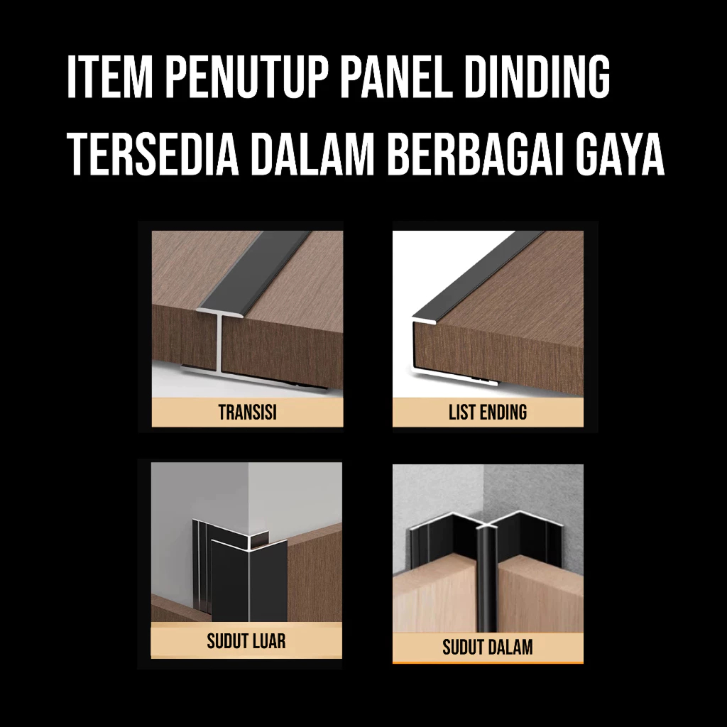 Jual LAIV Aluminium Decor Line Wallboard Transisi Siku L Ending Siku U ...