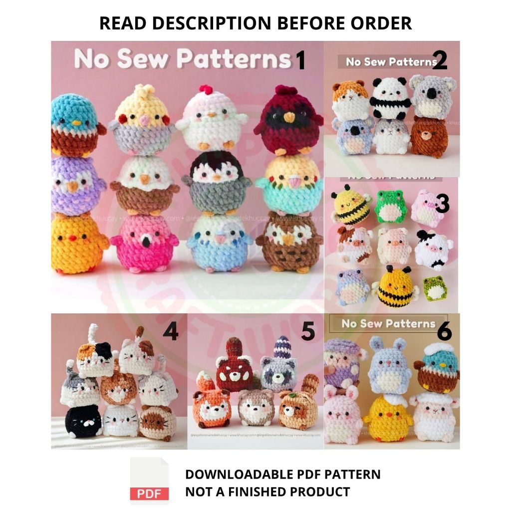 Jual [PDF - Crochet Pattern] Pola Rajut Now Sew Animal Mini Set ...