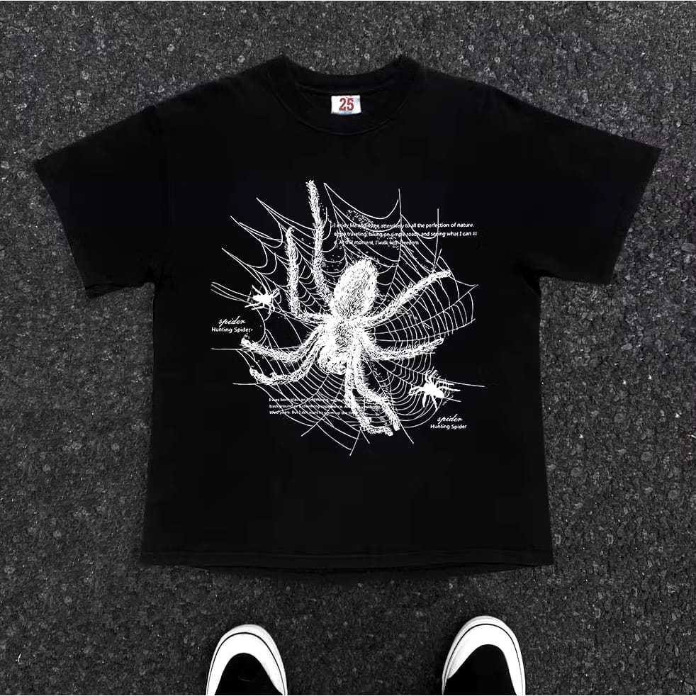 Jual Kaos American Retro Style T-shirt Motif Laba Laba menurun jaring ...