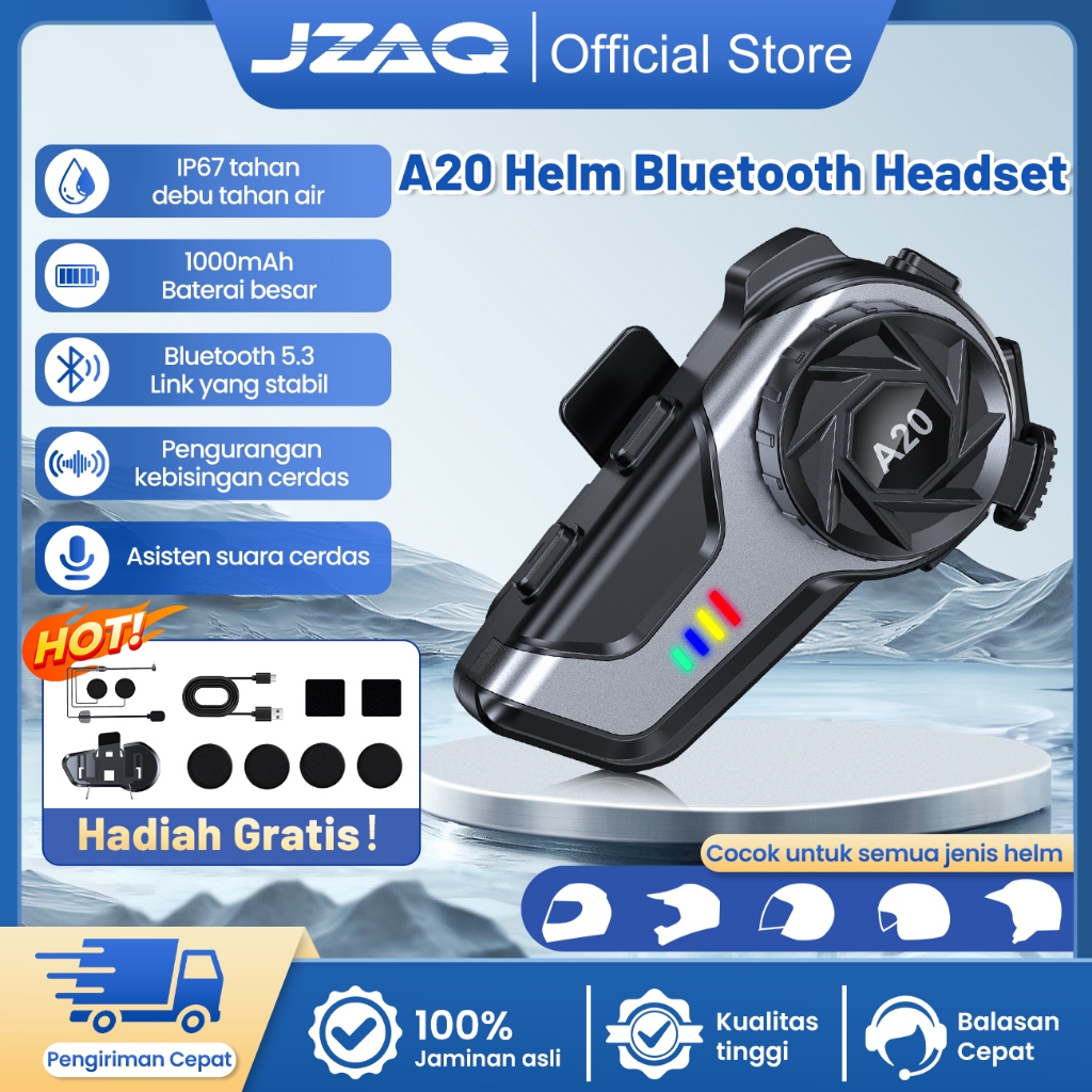 Jual JZAQ A20 Sepeda Motor Helm Headset Bluetooth Headset 1000mAh ...