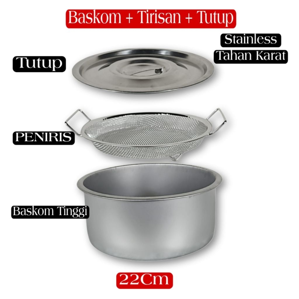 Jual Wadah Tirisan Minyak Komplit Tutup Saringan Halus Baskom Peniris ...