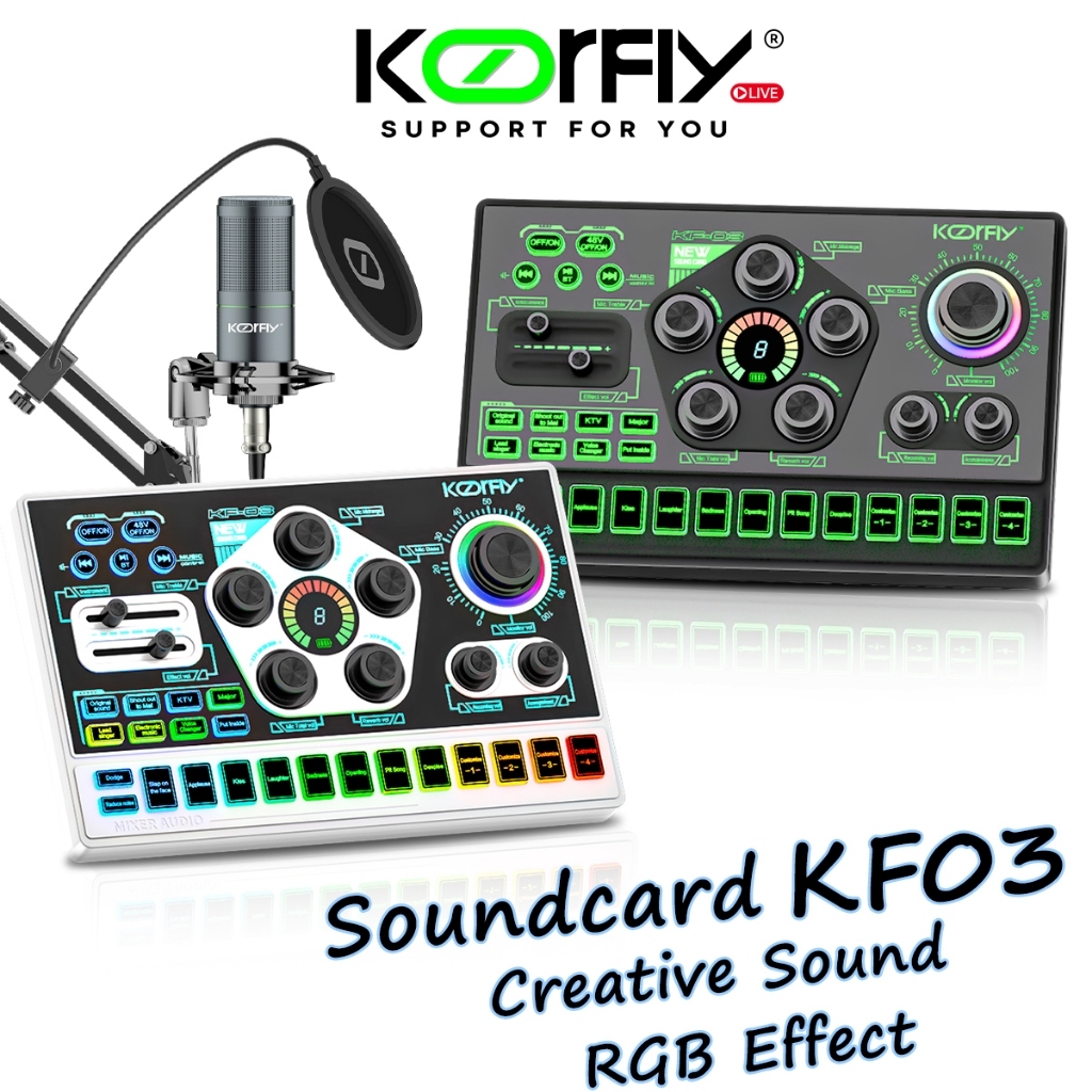 Jual Promo Hebat-Koorfly Kf03 Desain RGB Terbaru Live Soundcard 48V ...