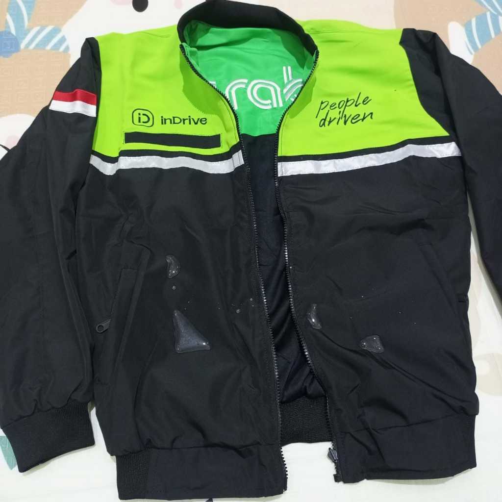 Jual BISA COD JAKET GRAB BOLAK BALIK INDRIVE BAWAH HITAM BORDIR REAL ...